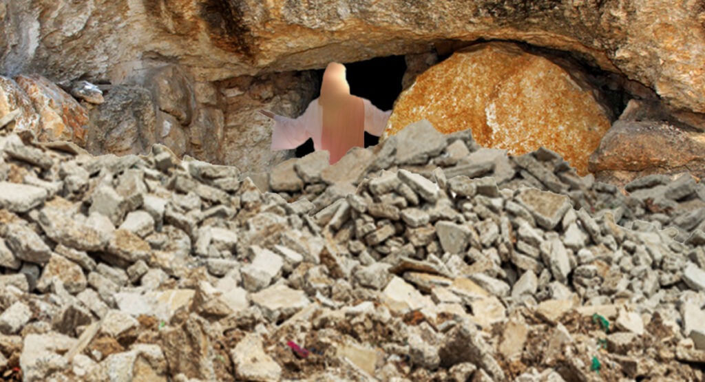 Jesus struggling to rise again due to rubble and debris – The Chaser